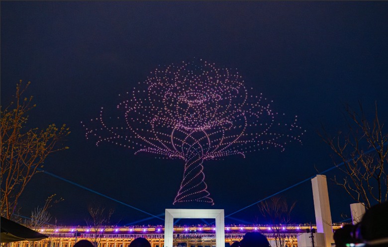 Largest aerial display of a tree formed by multirotors/drones ...