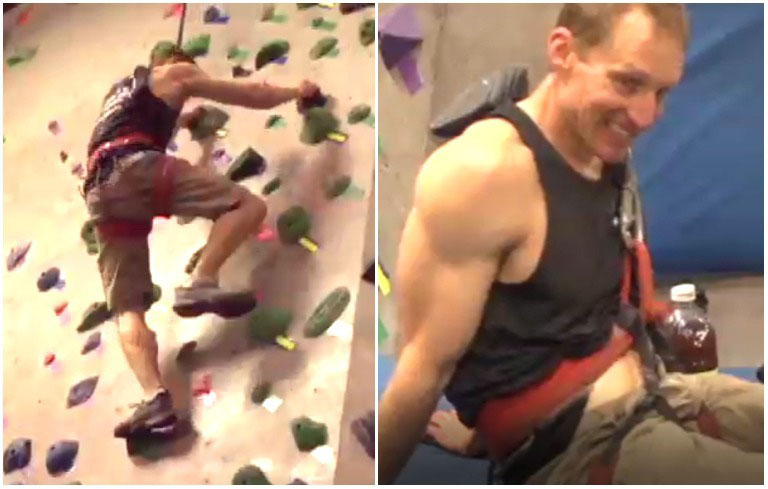 Fastest time to climb the height of Everest on an climbing wall (male ...